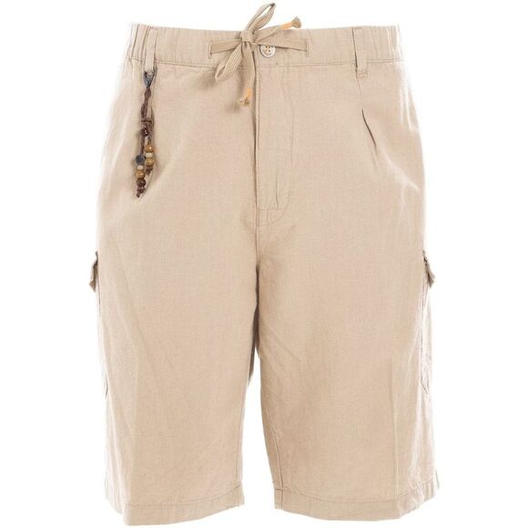 Yes Zee | Shorts | Yes Zee Beige Casual Linencotton Blend Mens Shorts ...